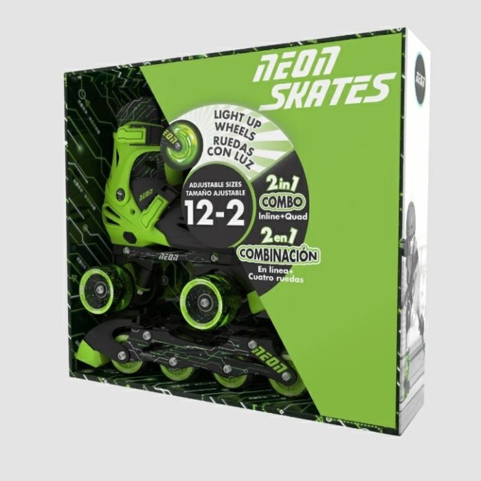 ROLLER NEON COMBO SKATE VERT 34 37 SIDJ NT10G4